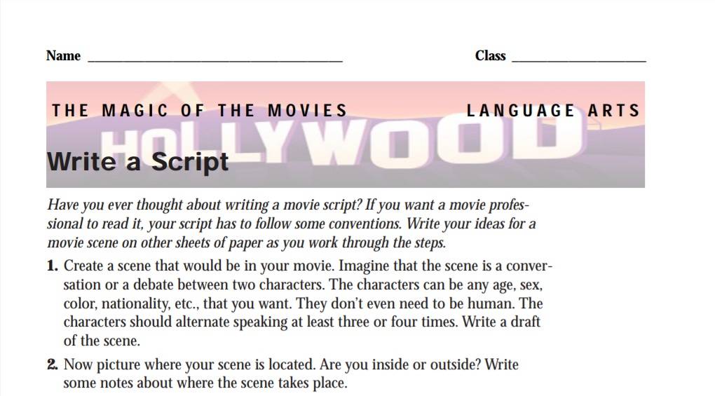 Write A Script Printable 6th 10th Grade TeacherVision